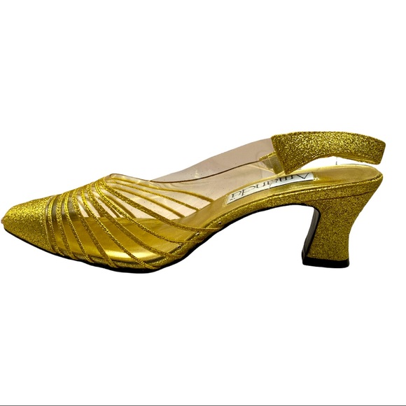 Vintage | Shoes | Vintage Glitter Amanda Cancun Gold Slingback Closed ...